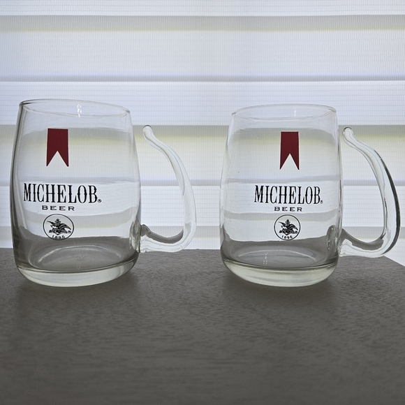 Michelob | Dining | Vintage Michelob Glass Beer Mugs With Open Handles ...